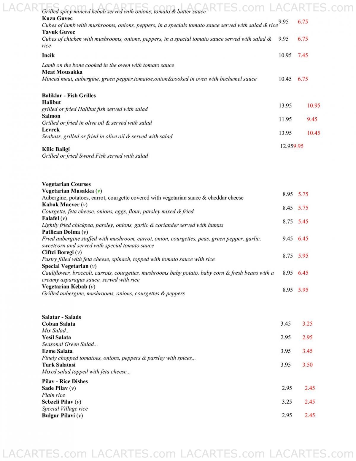 #3 of 5 Price Lists & Menus – Izgara Restaurant Edgware London Dine in
