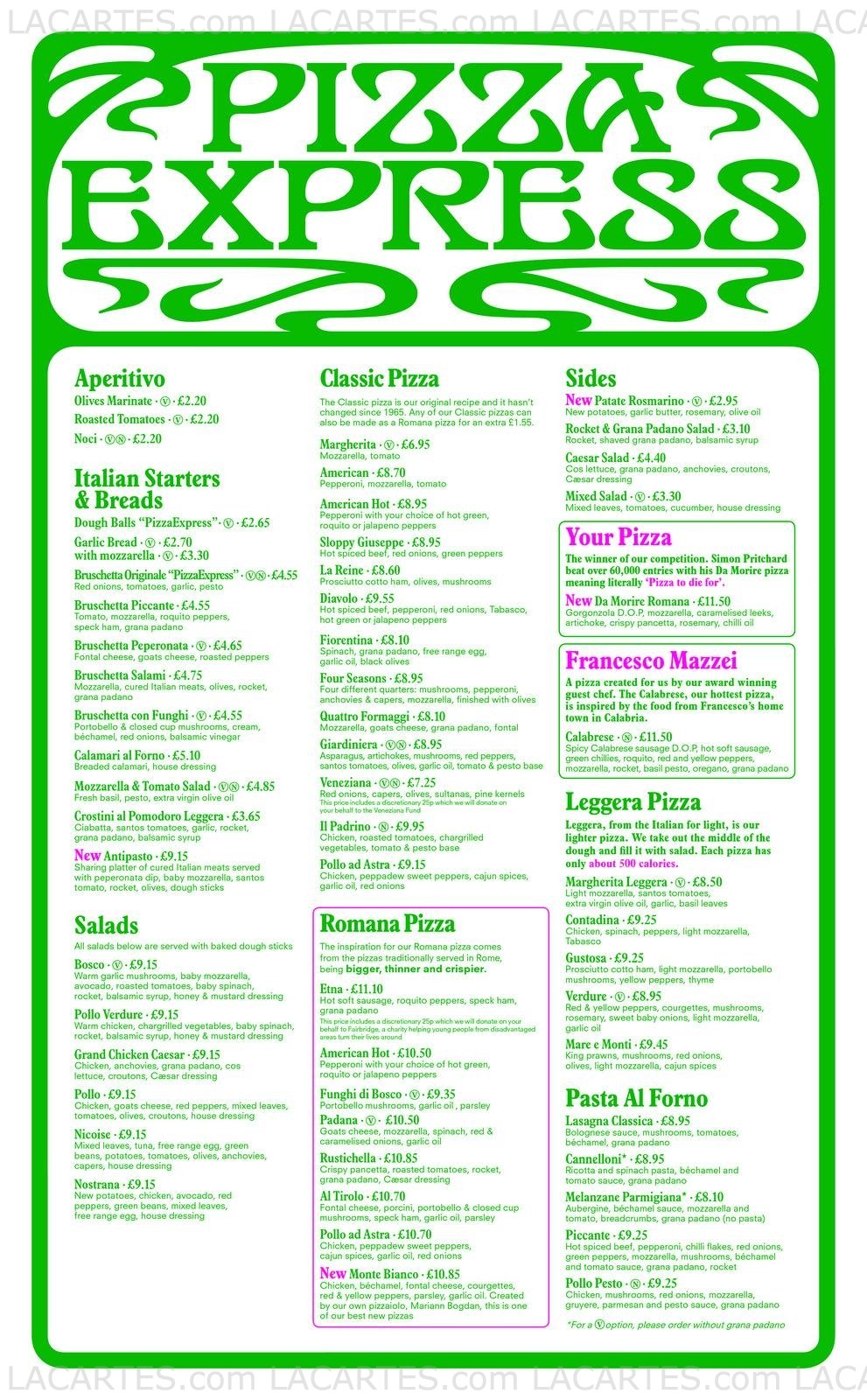 #1 of 4 Price Lists & Menus – PizzaExpress Pinner Authentic Italian Cuisine