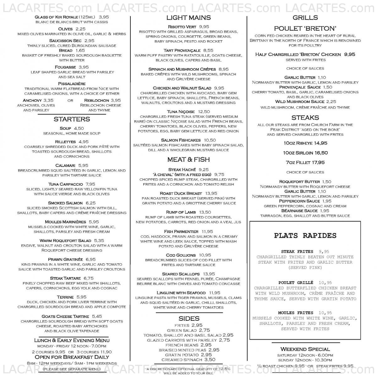 #5 of 6 Price Lists & Menus – Cote Restaurant - Reading Reading French ...