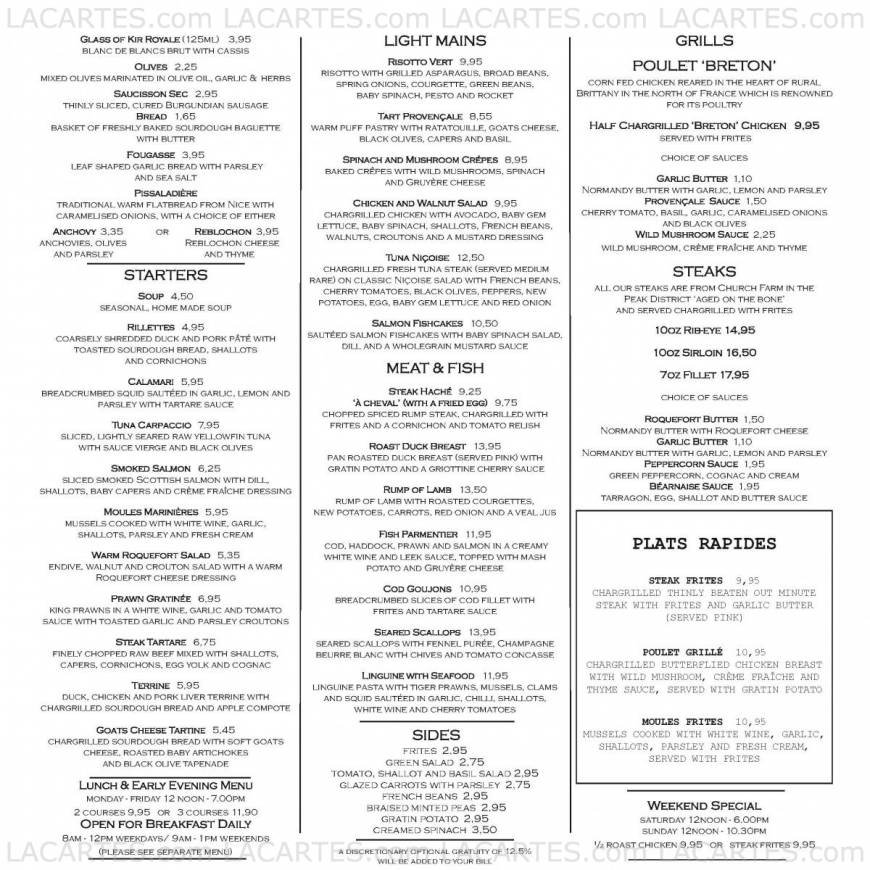 #5 of 6 Price Lists & Menus – Cote Restaurant - Reading Reading French ...