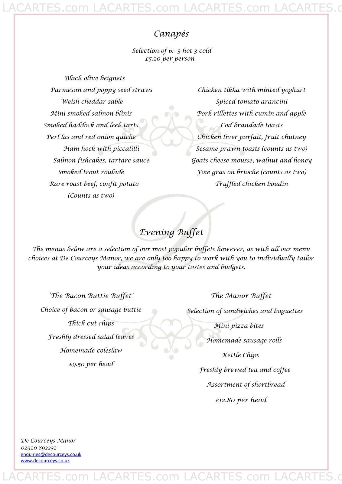 #6 of 16 Price Lists & Menus – De Courceys Manor Pentyrch Modern ...
