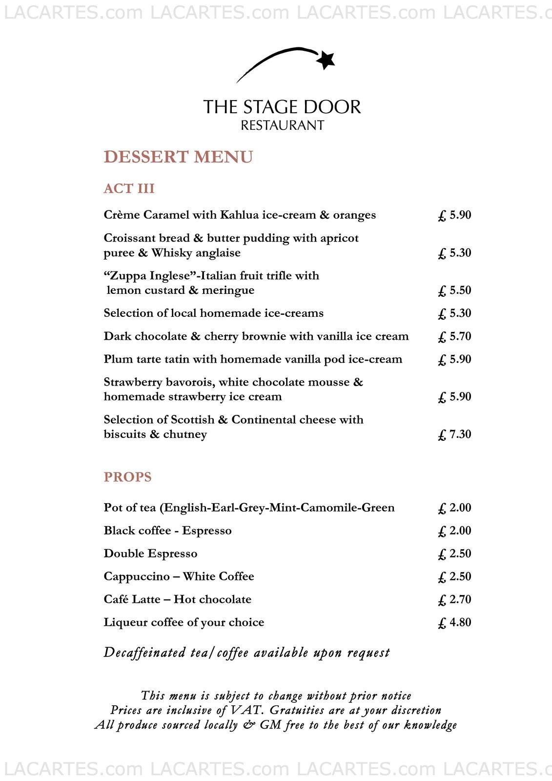 #5 of 9 Price Lists & Menus – The Stage Door Restaurant Aberdeen Seafood