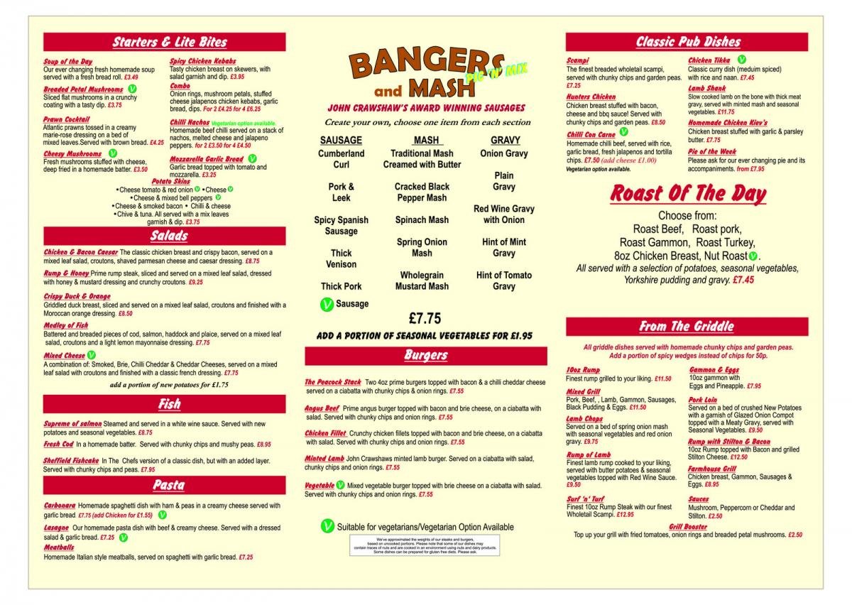 #1 of 9 Price Lists & Menus – Peacock Inn Stannington Sheffield ...