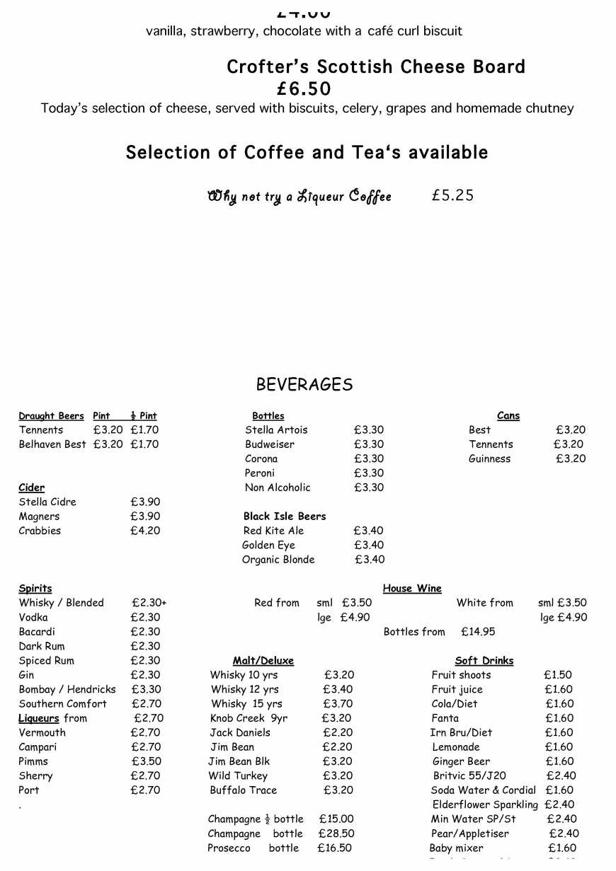 #7 of 11 Price Lists & Menus – Crofters Bistro Rosemarkie Scottish ...