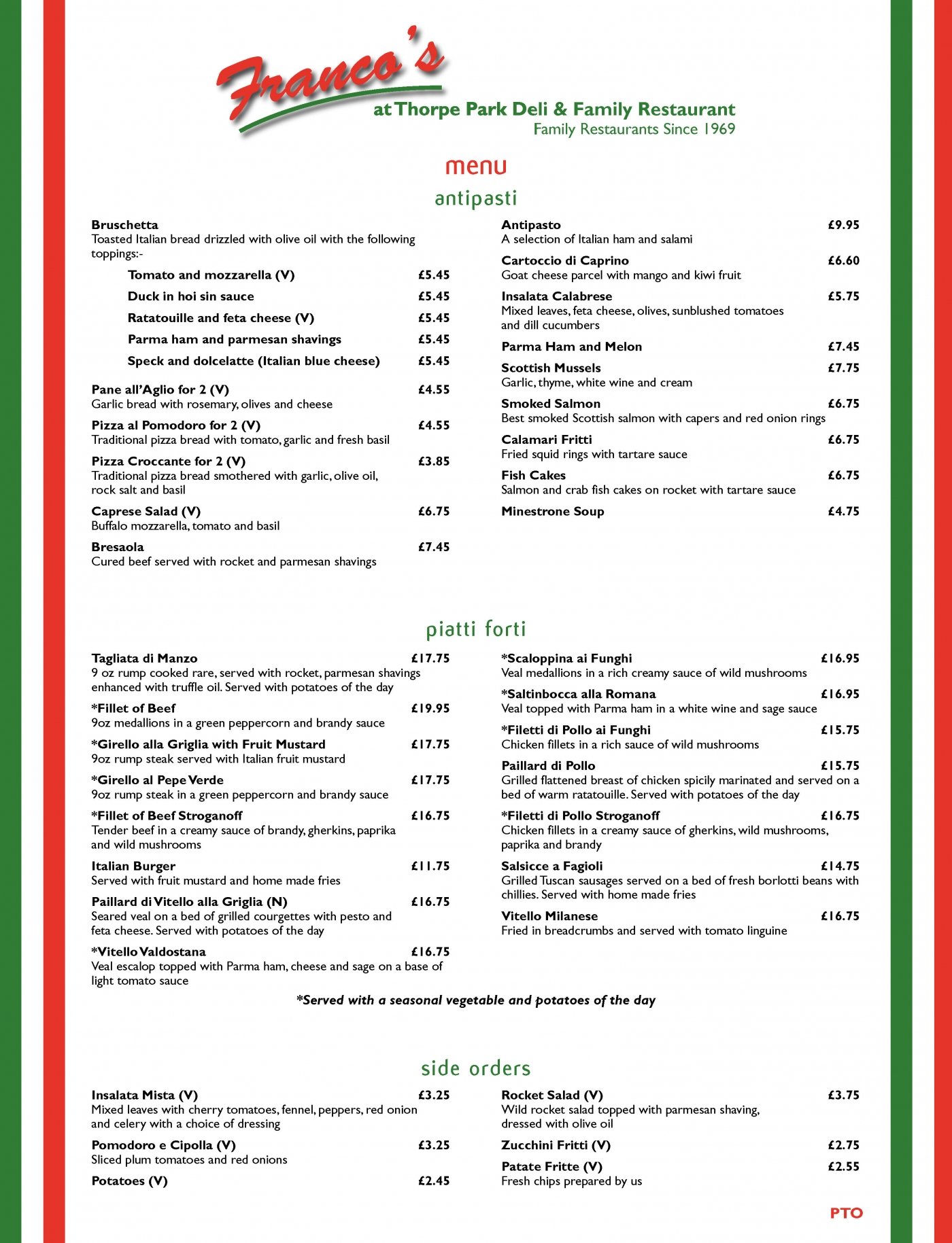 #8 of 9 Price Lists & Menus – Franco's Restaurant at Thorpe Park Leeds ...