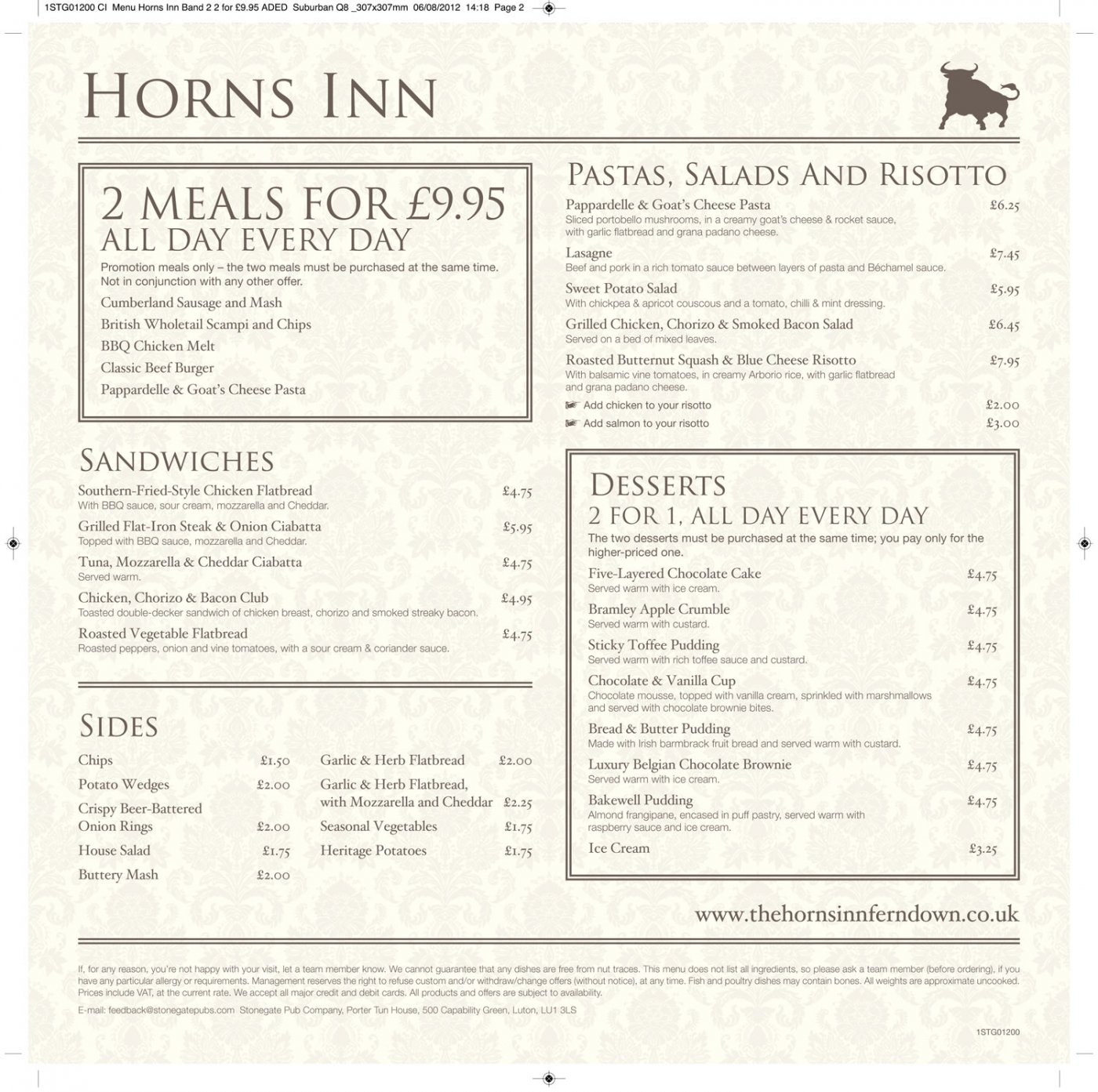 #2 of 13 Price Lists & Menus – Horns Inn - Ferndown Ferndown Pub and Inn