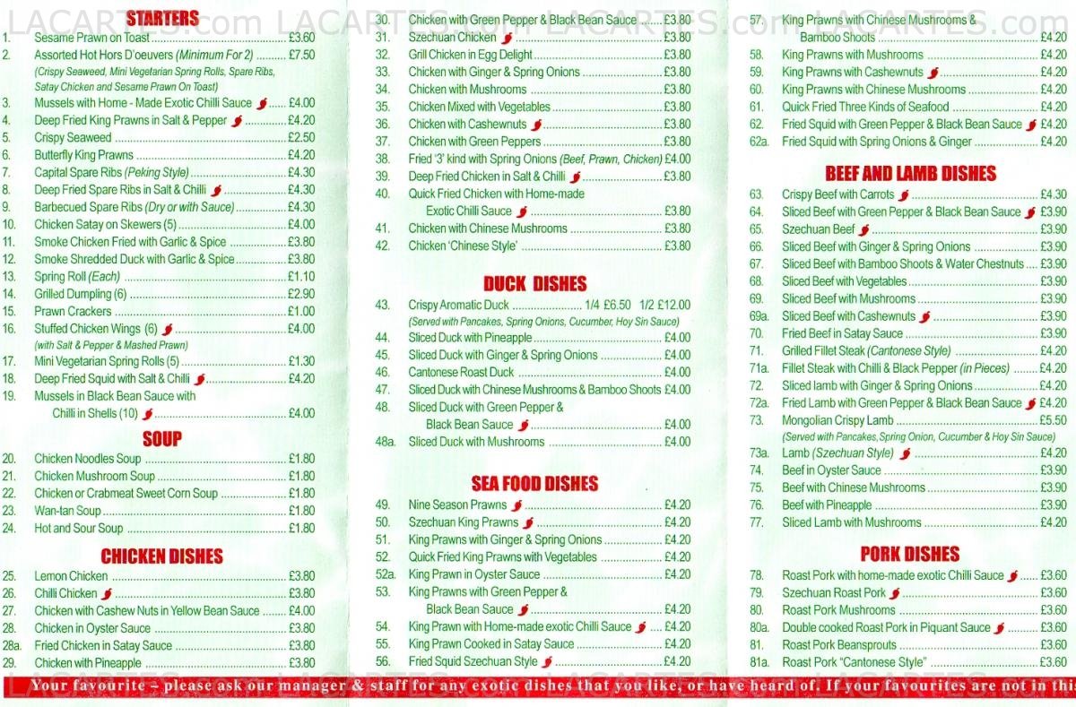 #1 of 3 Price Lists & Menus – Five Ways Fish Bar Waddon Chinese Takeaway