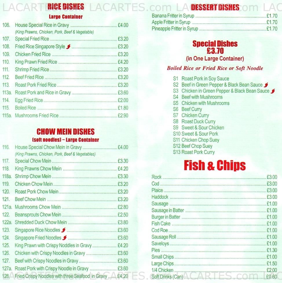 #3 of 3 Price Lists & Menus – Five Ways Fish Bar Waddon Chinese Takeaway