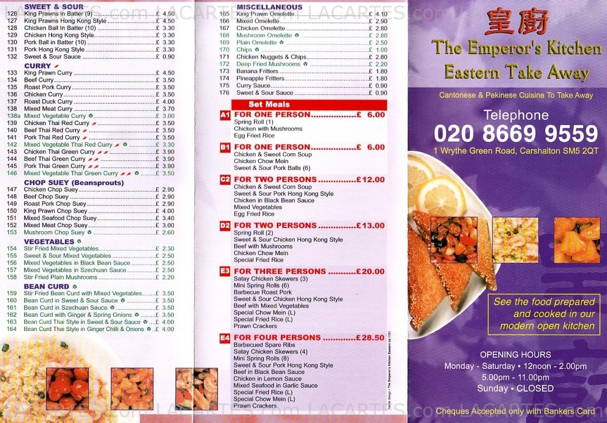 #2 of 2 Price Lists & Menus – The Emperor's Kitchen Chinese Takeaway ...