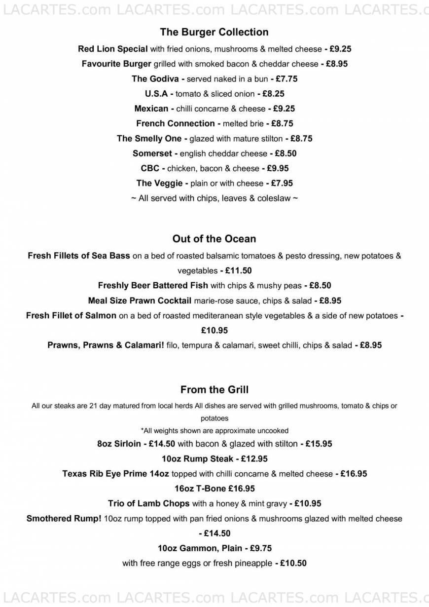 #2 of 4 Price Lists & Menus – Red lion - Corley moor Coventry ...