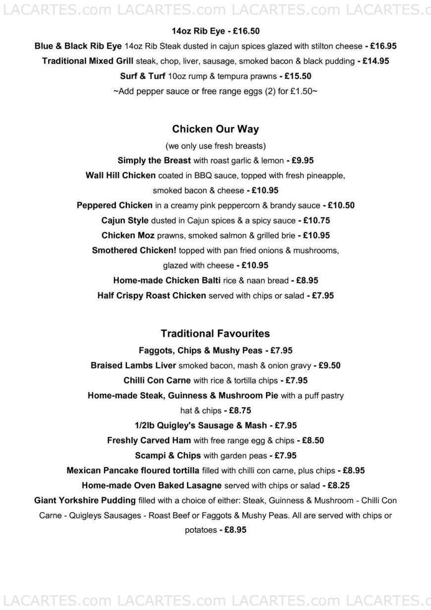 #3 of 4 Price Lists & Menus – Red lion - Corley moor Coventry ...