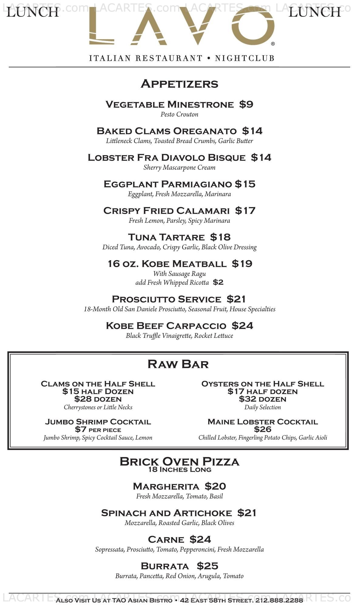 #3 of 4 Price Lists & Menus – LAVO Italian Restaurant & Night Club New ...