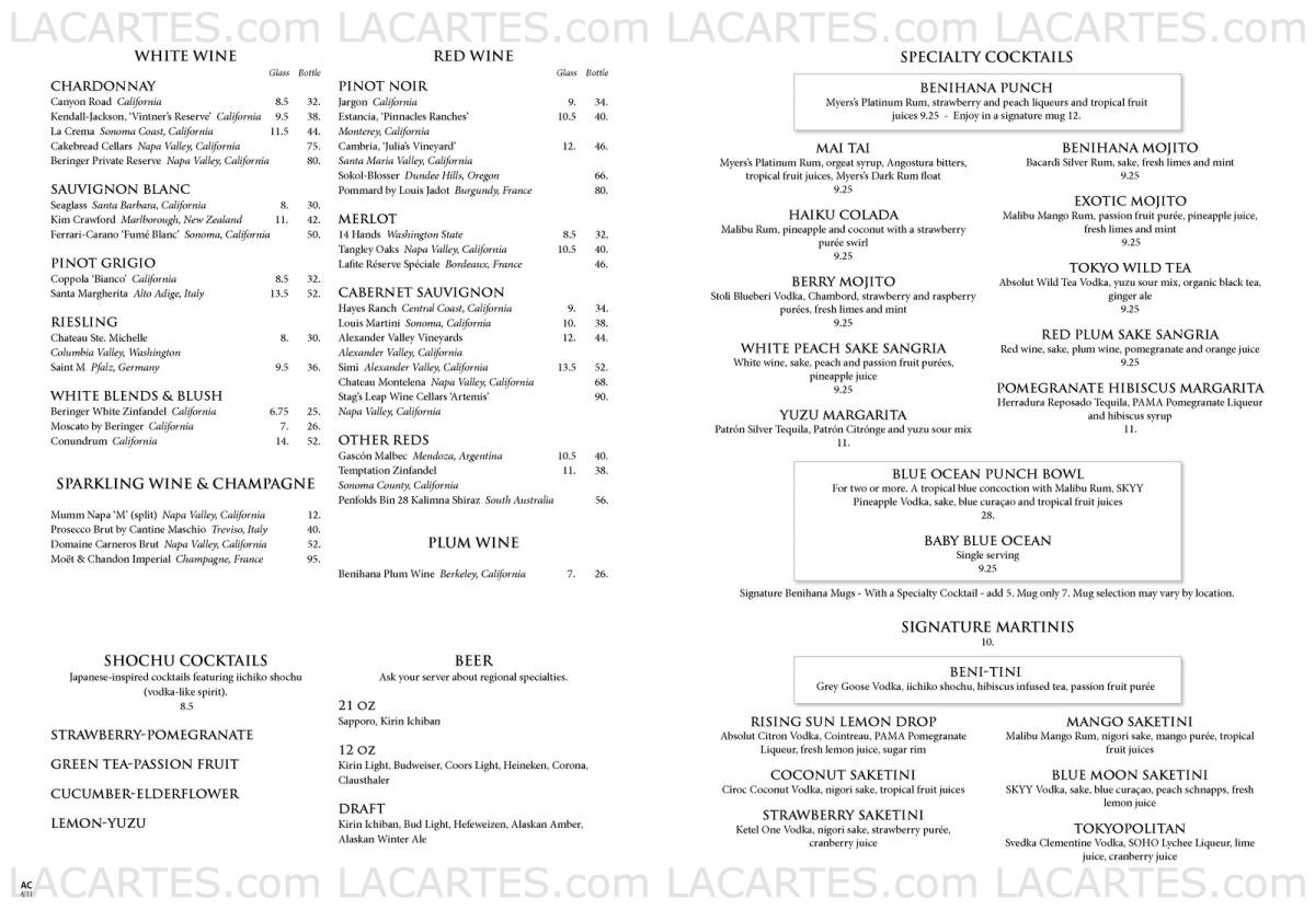 #7 of 9 Price Lists & Menus – Benihana Orlando Japanese Steakhouse