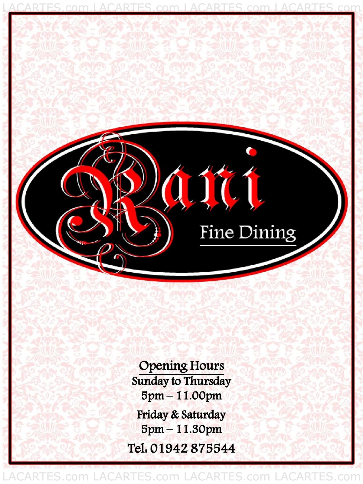 #12 of 12 Price Lists & Menus – Rani Fine Dining Manchester Indian cuisine