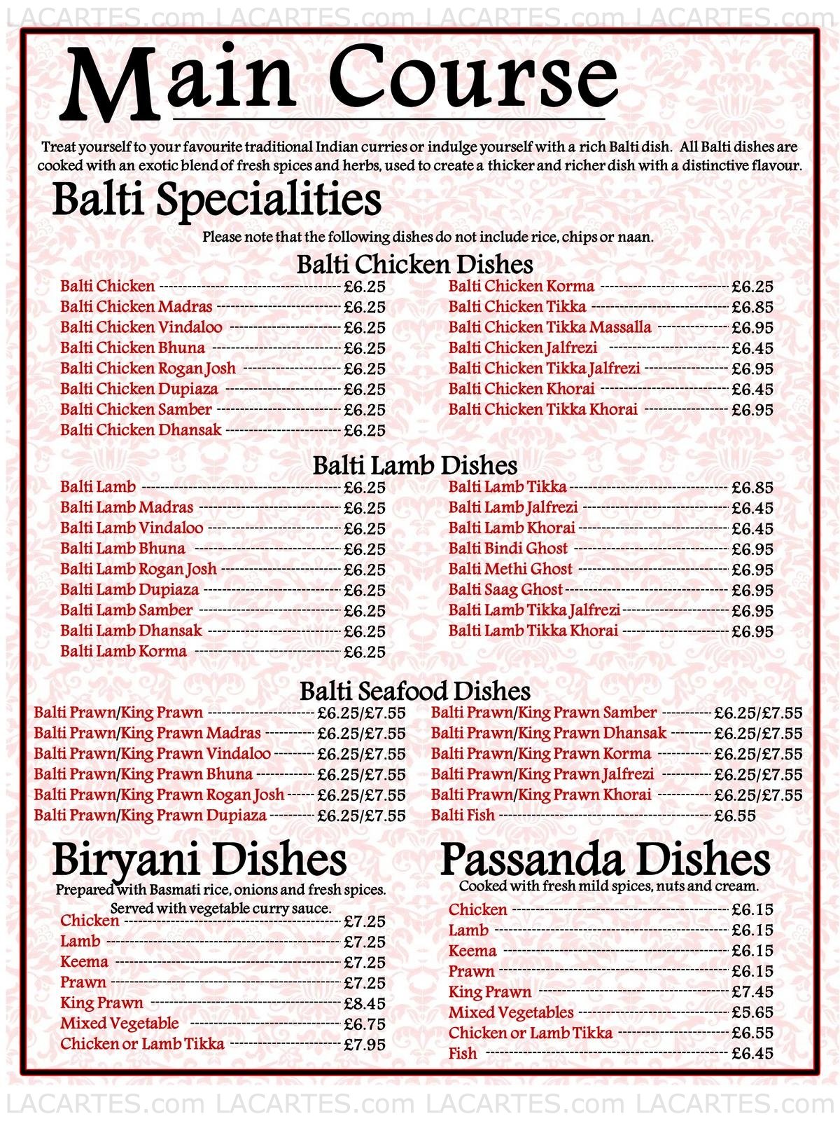 #6 of 12 Price Lists & Menus – Rani Fine Dining Manchester Indian cuisine