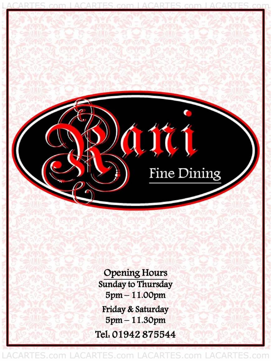 #12 of 12 Price Lists & Menus – Rani Fine Dining Manchester Indian cuisine