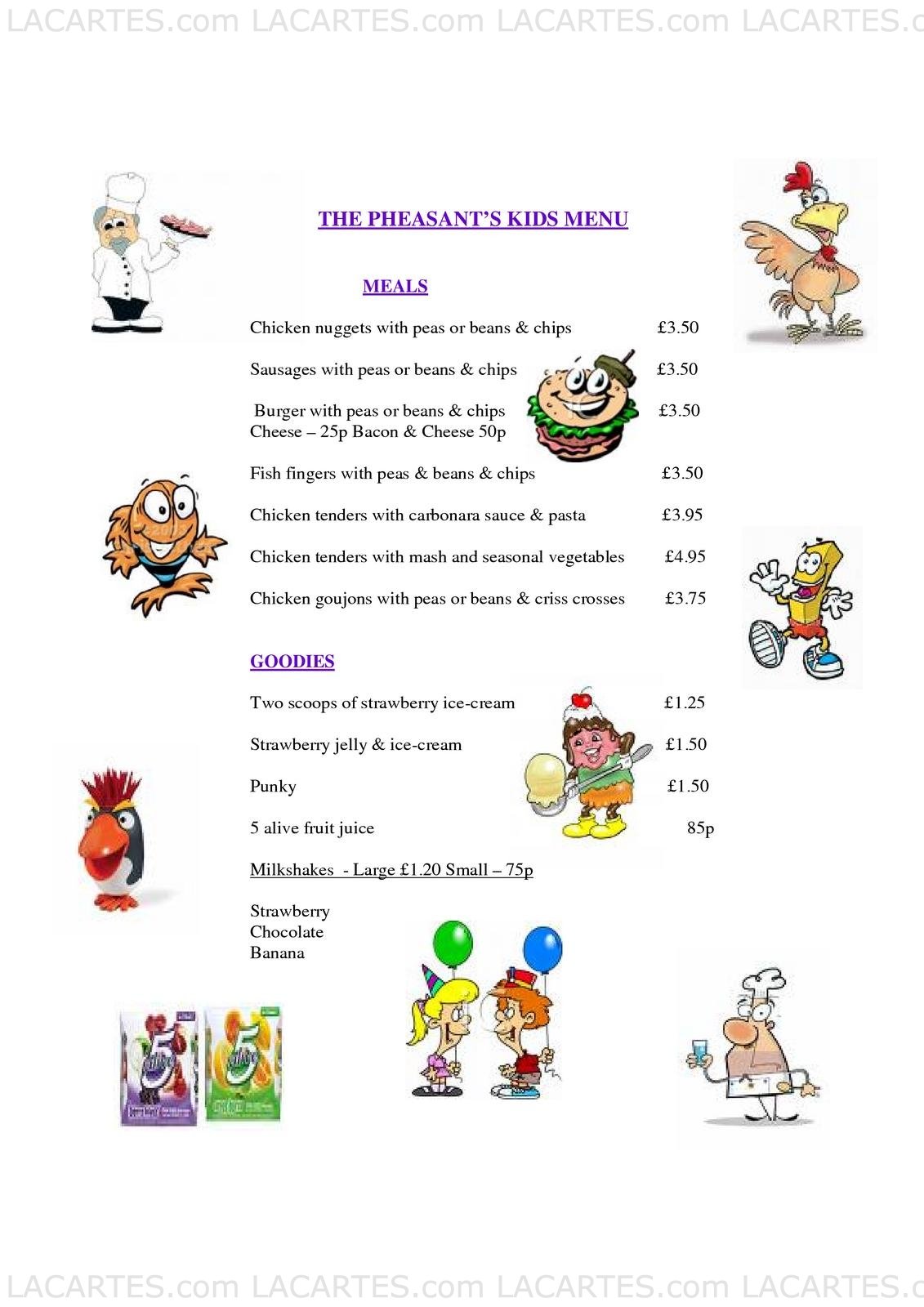 #9 of 11 Price Lists & Menus – The Pheasant Restaurant Annahilt Kid's menu