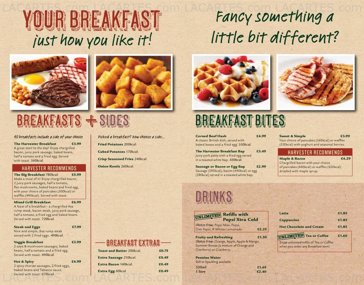#2 of 10 Price Lists & Menus – Harvester Crawley Traditional English ...
