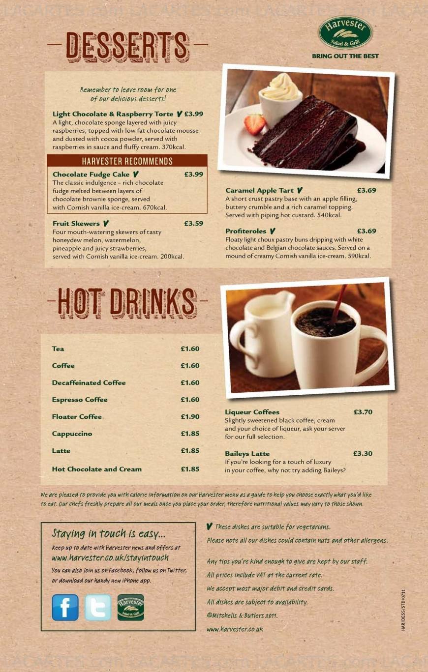 #8 of 10 Price Lists & Menus – Harvester Crawley Traditional English ...